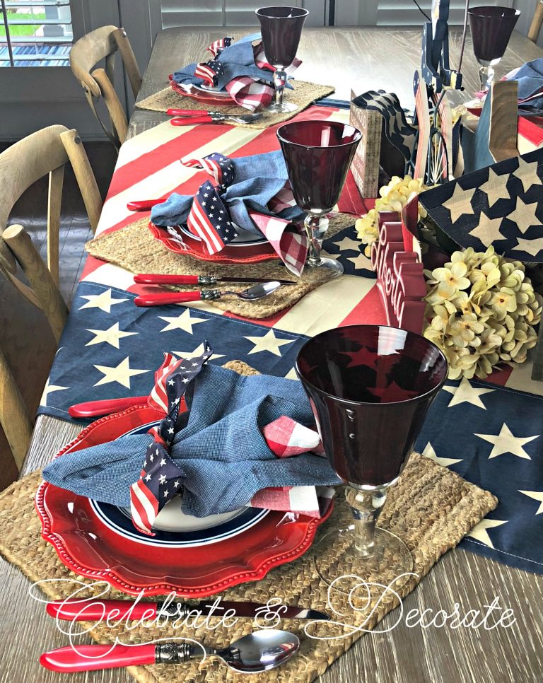 Red, White and Blue Tablescape - Celebrate & Decorate