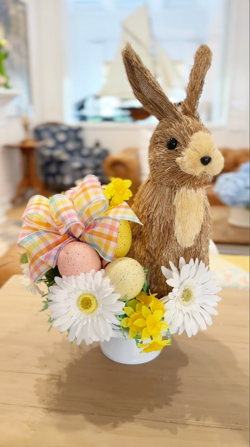 Elevate Your Easter Décor: A Charming Straw Bunny Display on a Cake ...